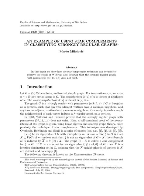 pdf an example of using star complements in classifying strongly