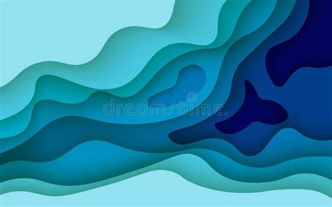 Multi Colored Abstract Blue Wavy Papercut Overlap Layers Background