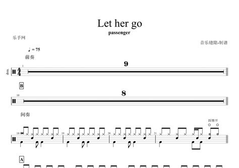 Passenger Let Her Go架子鼓谱 动态鼓谱 318曲谱