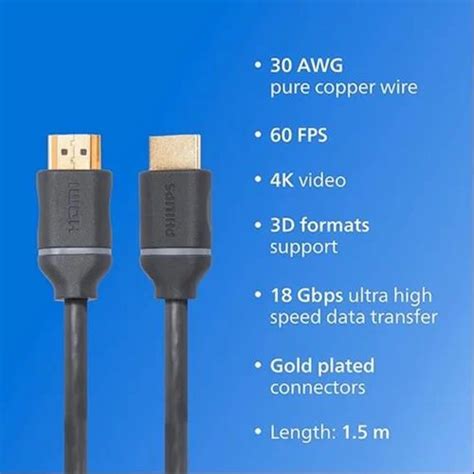 Philips Hdmi Cable 20 3mswv5630g00 Grey At ₹ 419piece New Items