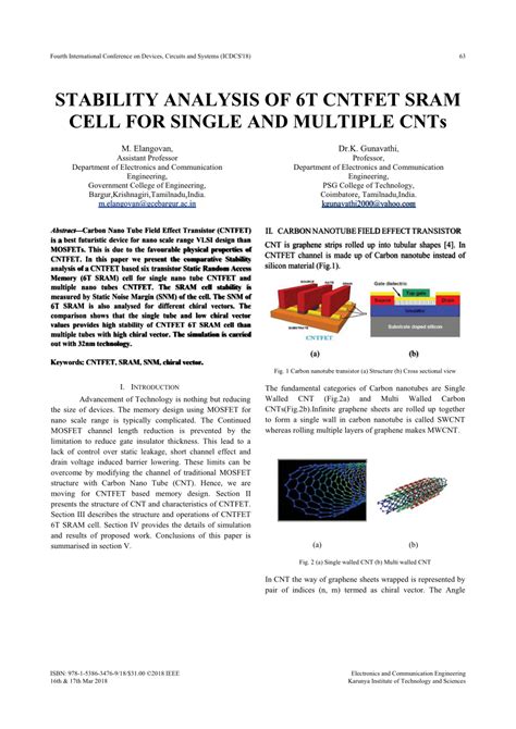 Pdf Stability Analysis Of 6t Cntfet Sram Cell For Single And Multiple