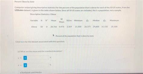 Solved Computer Output Giving Descriptive Statistics For The