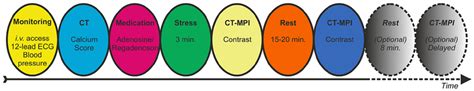 schema of stress rest protocol applied during ct mpi examination