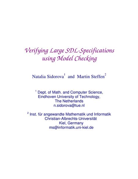 Pdf Verifying Large Sdl Specifications Using Model Checking