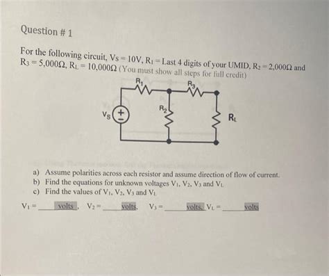 solved question 1 for the following circuit vs 10v r₁