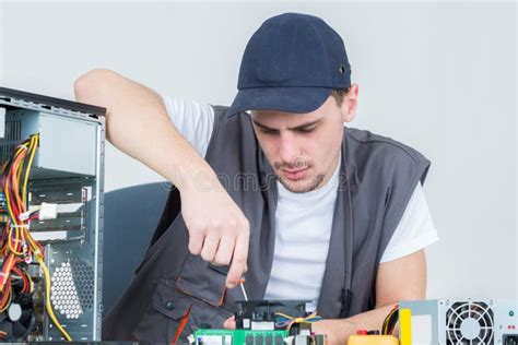 Man Disassembling Cpu Stock Image Image Of Vocation 223791827