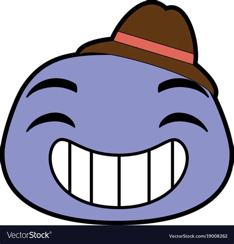 Laugh Emoji Face With Hat Royalty Free Vector Image