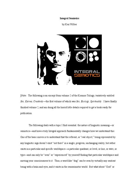 Integral Semiotics Sex Karma Creativity The First Volume Of Which