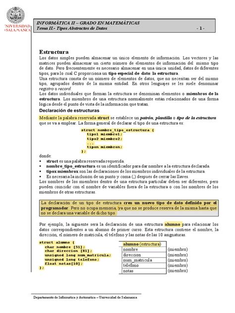 T21 Estructuras Pdf Estructura De Datos De Matriz Puntero Programación De Computadora