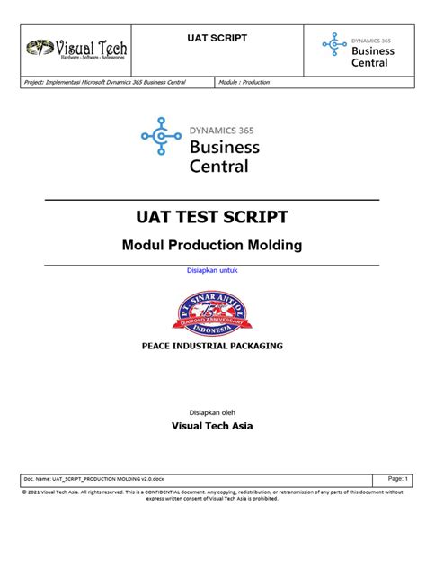 Uat Script Production Molding V20 Pdf