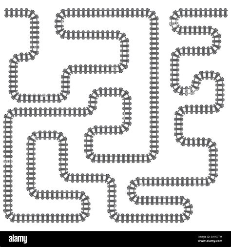 Vector Railway Train Track Illustration Rail Pattern Round Circular Curve Railroad Path Icon