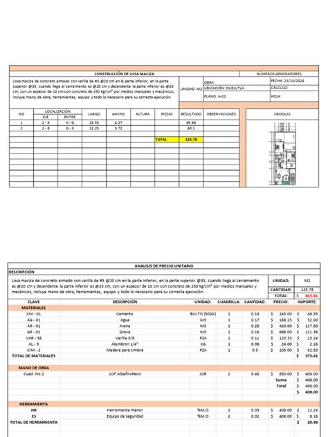 Cálculo De Losa Maciza En Huejutla Pdf Materiales Ingeniería De