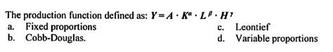 Solved Consider The Following Production Function For A