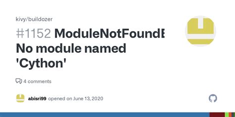 ModuleNotFoundError No Module Named Cython Issue Kivy Buildozer GitHub
