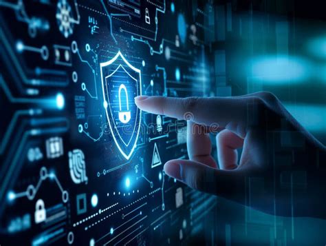 Cybersecurity Concept With Digital Lock And Finger Touch Stock Image Image Of Access Tech