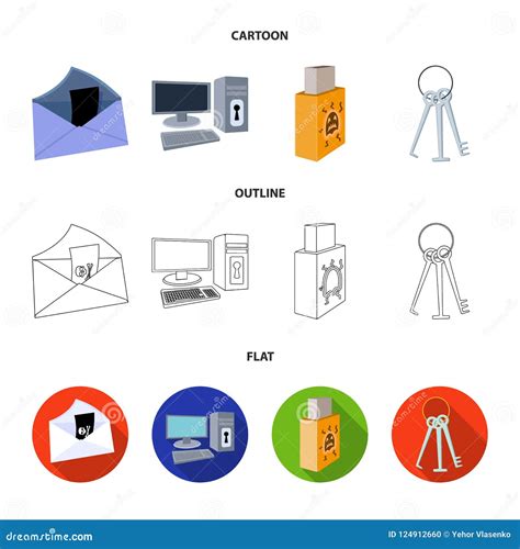 Virus Monitor Display Screen Hackers And Hacking Set Collection Icons In Cartoonoutline