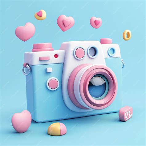 Cute Cartoon Camera With Social Media Icons Premium Ai Generated Image