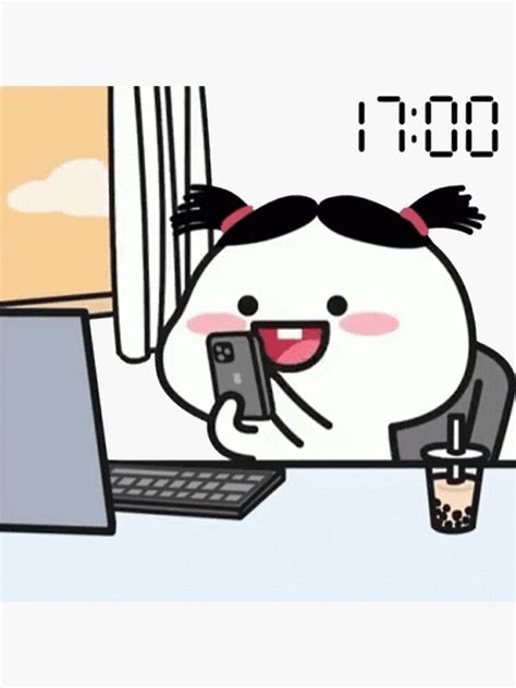 Cute Pentol Girl Play Game At Work Sticker For Sale By Malconerh