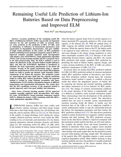 Remaining Useful Life Prediction Of Lithium Ion Batteries Based On Data Preprocessing And