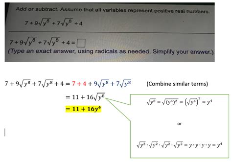 Solved Add Or Subtract Assume That All Variables Represent Positive Real Course Hero