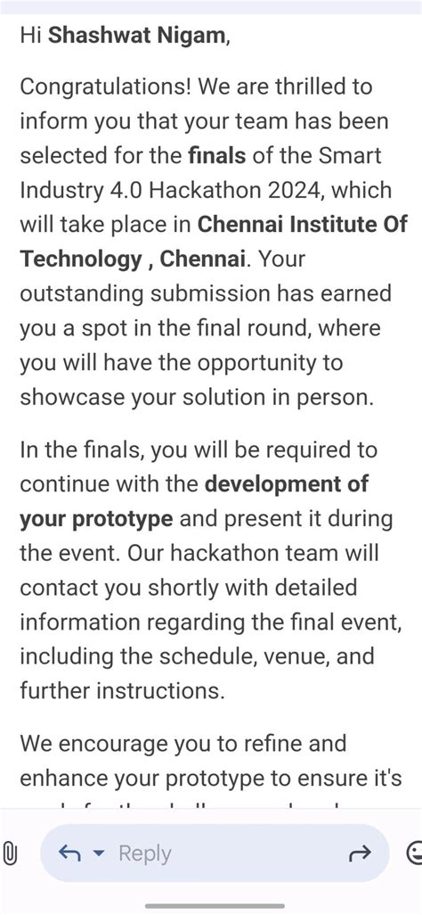 Shashwat Nigam On Linkedin Hackathon Smartindustry Innovation Techsolutions Chennaifinals