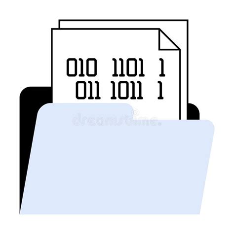 binary file coding system vector thin line icon stock vector
