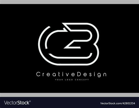 Cb C B Letter Logo Design White Black Colors Vector Image On VectorStock