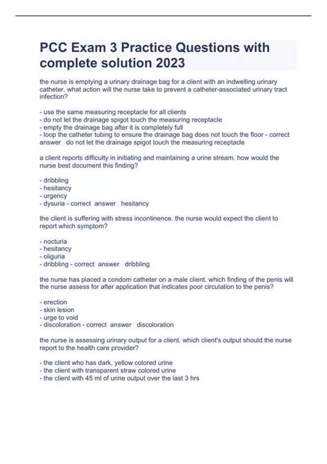 PCC Exam Practice Questions With Complete Solution PPCP Stuvia US