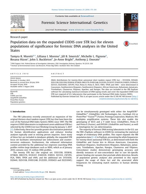 PDF Population Data On The Expanded CODIS Core STR Loci For Eleven Populations Of Significance