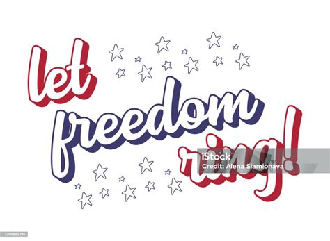 7월 4일 손으로 그린 자유 반지 인용하자 미국 의 독립 기념일 문자 엽서 초대장 포스터 아이콘 라벨에 대한 미국의 애국문구 개념에 대한 스톡 벡터 아트 및 기타 이미지
