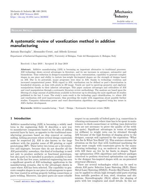 pdf a systematic review of voxelization method in additive manufacturing