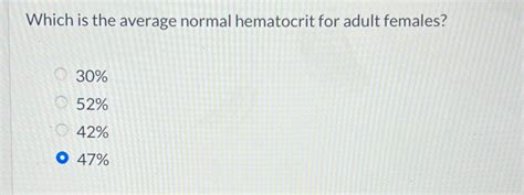 Solved Which Is The Average Normal Hematocrit For Adult