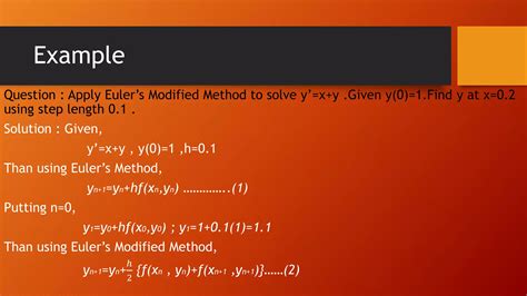 Presentation On Euler And Modified Euler Method And Fitting Of Curve