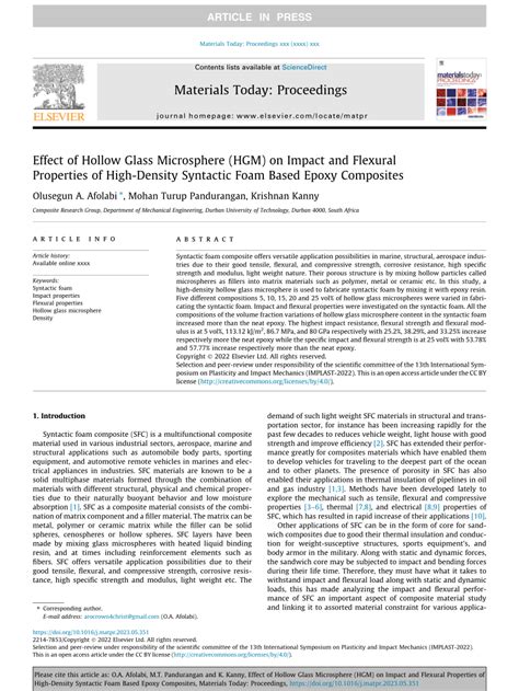 Pdf Effect Of Hollow Glass Microsphere Hgm On Impact And Flexural