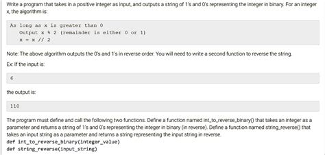 solved write a program that takes in a positive integer as input and