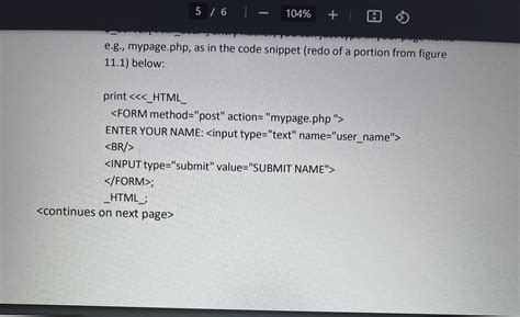 Solved E G Mypage Php As In The Code Snippet Redo Of A Chegg