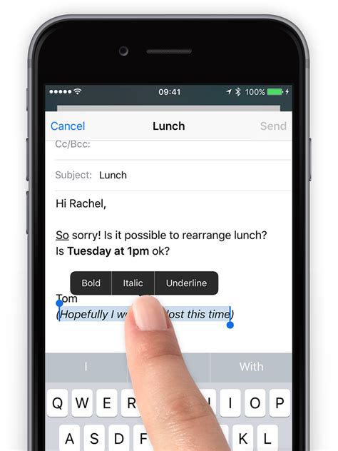 Guide Email Formatting Bold Italics And Underline IPhone Mail App IOS TapSmart