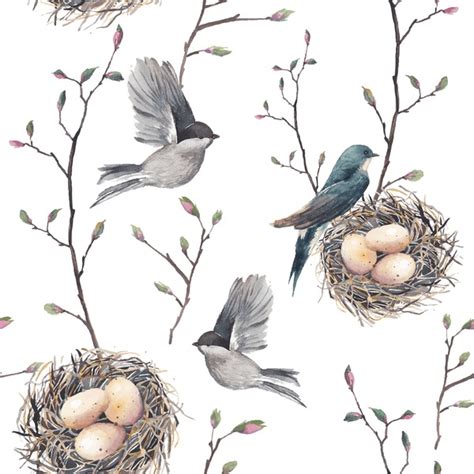 4 Thousand Bird Nest Seamless Pattern Royalty Free Images Stock