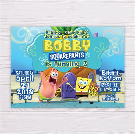 Spongebob Invitation Dgtally