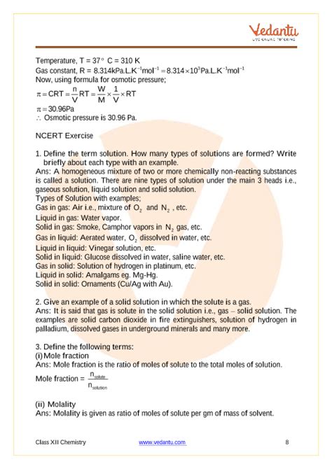 Gas Solution Examples Chemistry