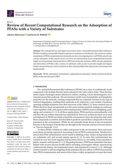 Pdf Review Of Recent Computational Research On The Adsorption Of Pfass With A Variety Of