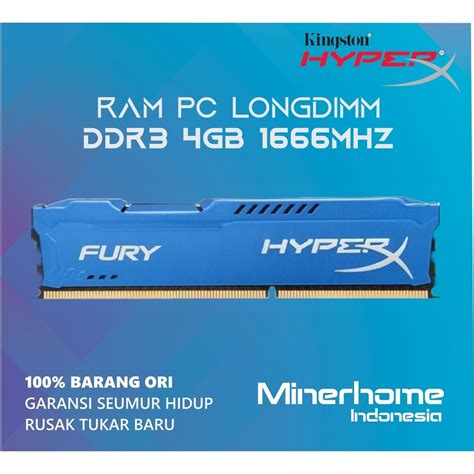 Jual Memory RAM PC Hyper X LONGDIMM DDR3 4GB PC12800 1666Mhz Shopee Indonesia