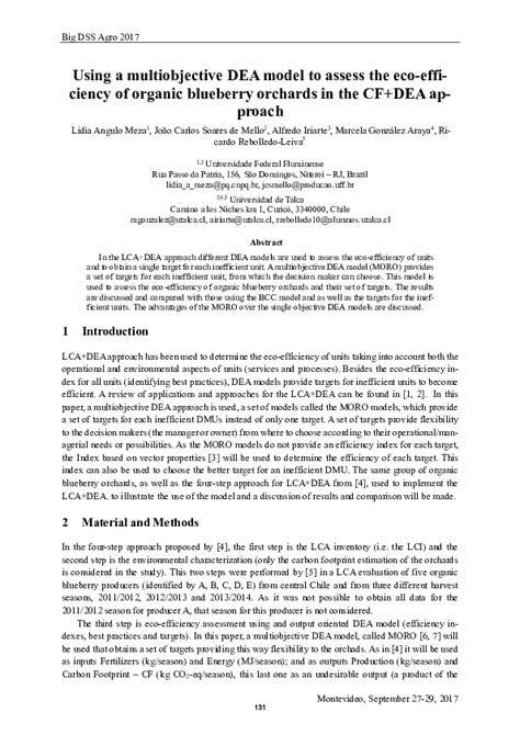 Pdf Using A Multiobjective Dea Model To Assess The Eco Effi Ciency