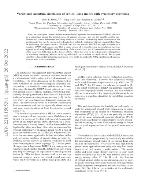 Pdf Variational Quantum Simulation Of Critical Ising Model With Symmetry Averaging