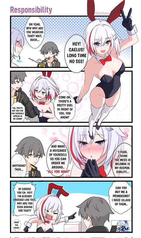 Rule 34 1boy 2girls Before Sex Bunny Ears Bunnysuit Caelus Honkai