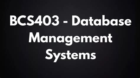 Database Management Systems Bcs403 Notes 4 Atme Vtu Sync