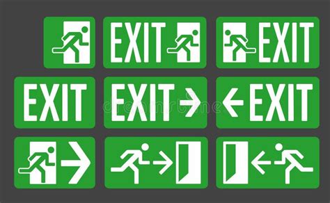 Exit Green Color Signs Set Stock Vector Illustration Of Green