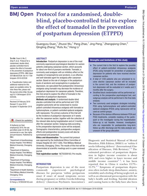 Pdf Protocol For A Randomised Double Blind Placebo Controlled Trial To Explore The Effect Of