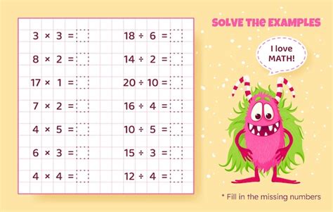 Premium Vector Solve The Examples Multiplication And Division Up To