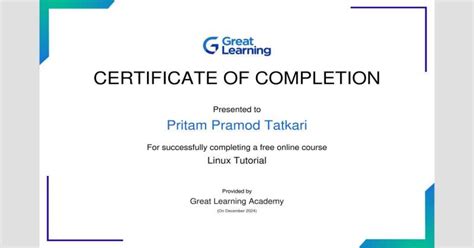 Pritam Tatkari On Linkedin Linux Tutorial Course Completion Certificate For Pritam Pramod Tatkari